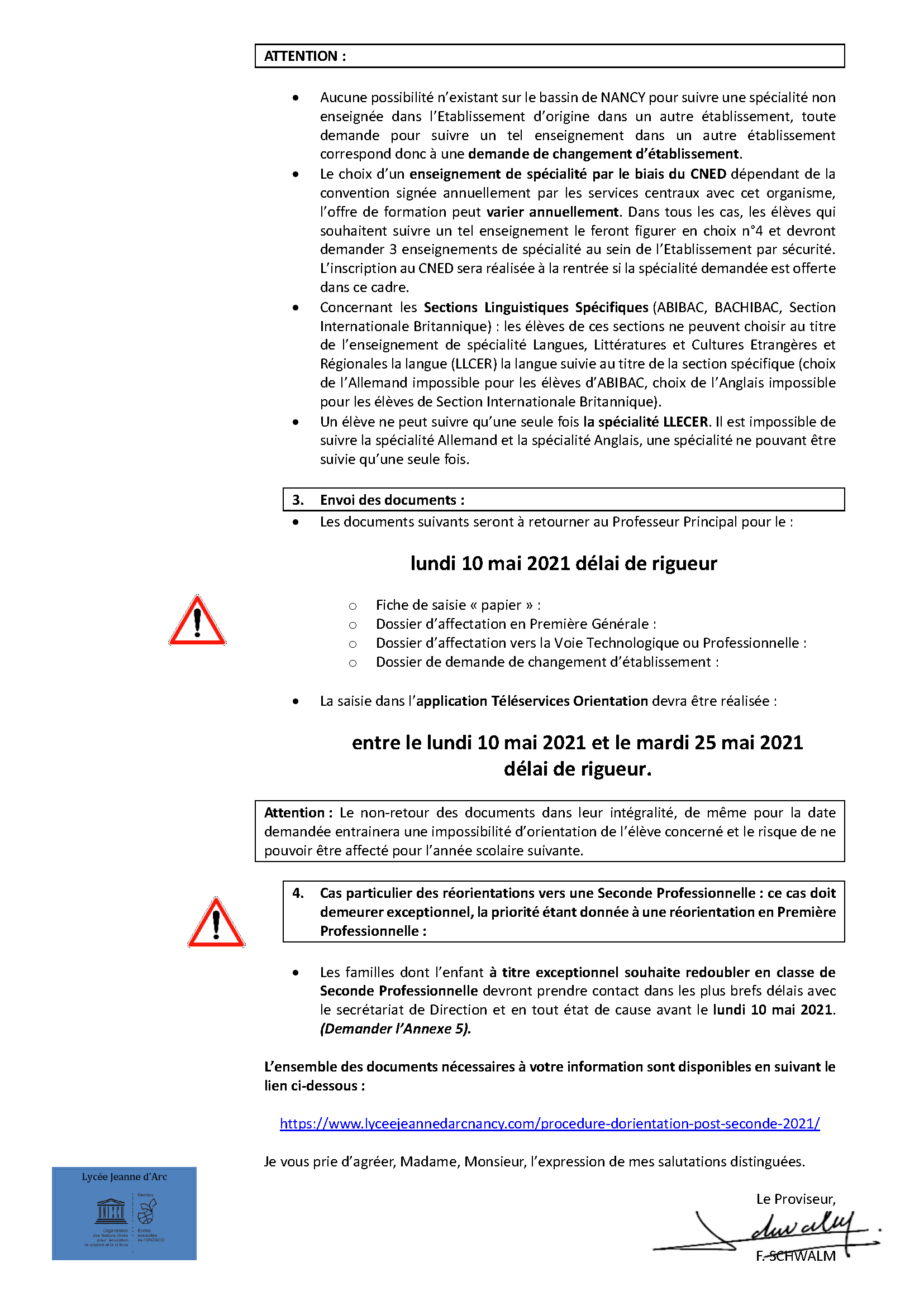 Procédure d’orientation post- Seconde 2021